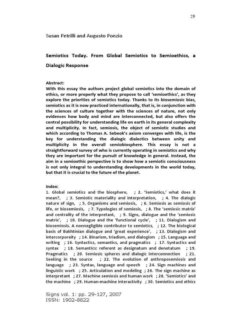 Susan Petrilli y Augusto Ponzio - Semiotics Today | PDF | Semiotics ...