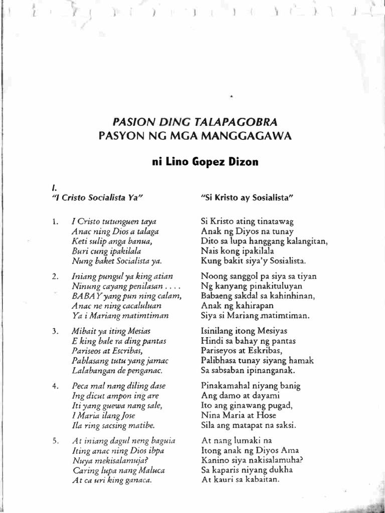 Pasyun Ning Talapagobra Lino Dizon | PDF