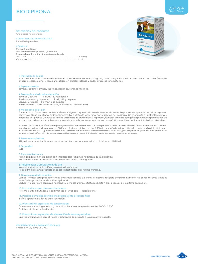 2mx Biodipirona | PDF | Analgésico | Medicamentos con receta