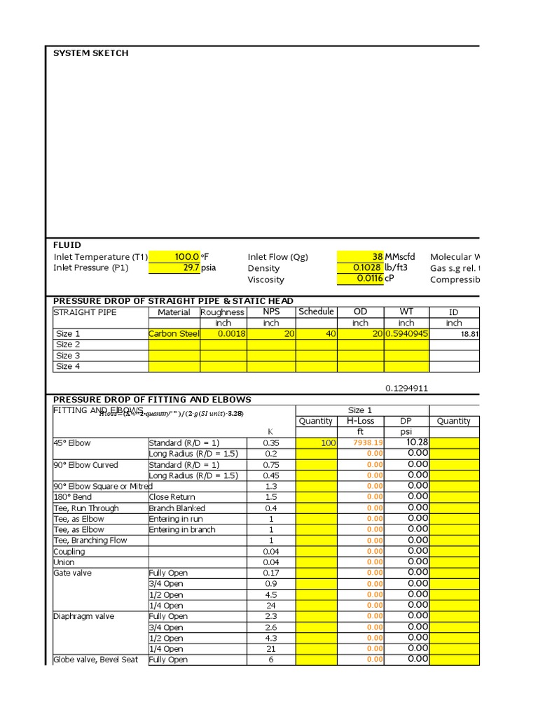 Gas Pipeline Pressure Drop Analysis: Straight Pipe, Fittings, Valves ...
