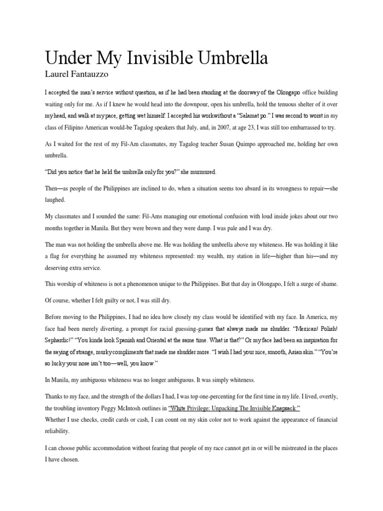 Under My Invisible Umbrella | Filipino Americans | Philippines