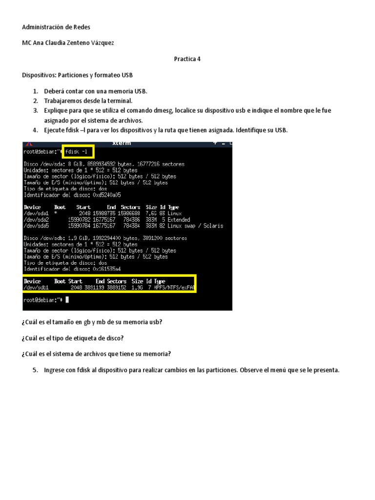 Practica 4 Fdisk - Dmesg | PDF