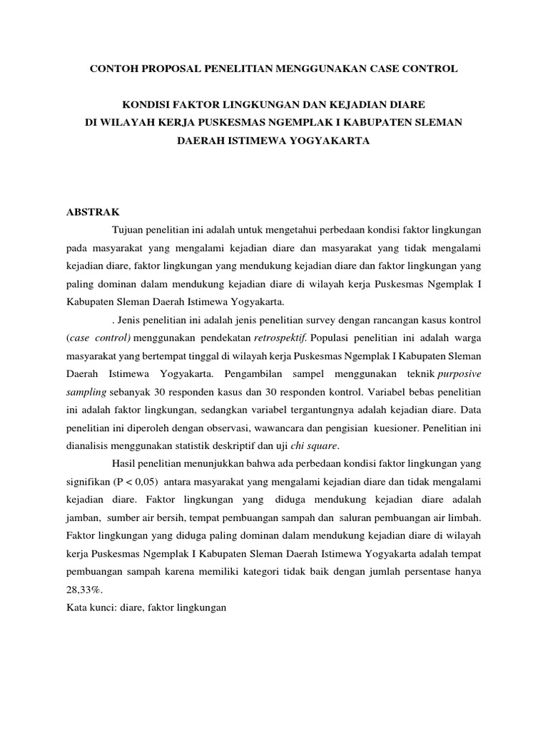 Proposal Penelitian Menggunakan Case Control | PDF
