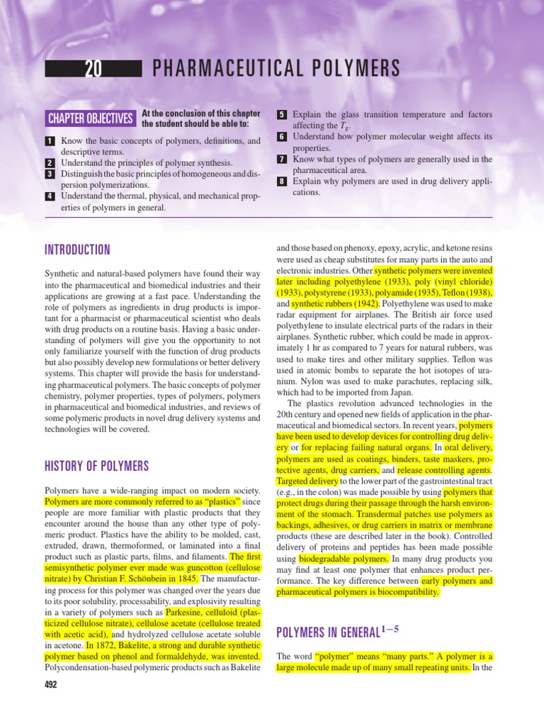 Chapter 20 Polymer | PDF | Polymerization | Polymers