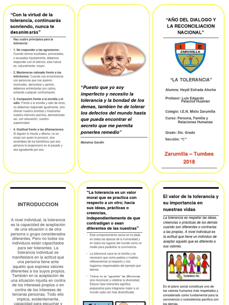 Triptico Tolerancia | PDF | Tolerancia | Conceptos psicologicos