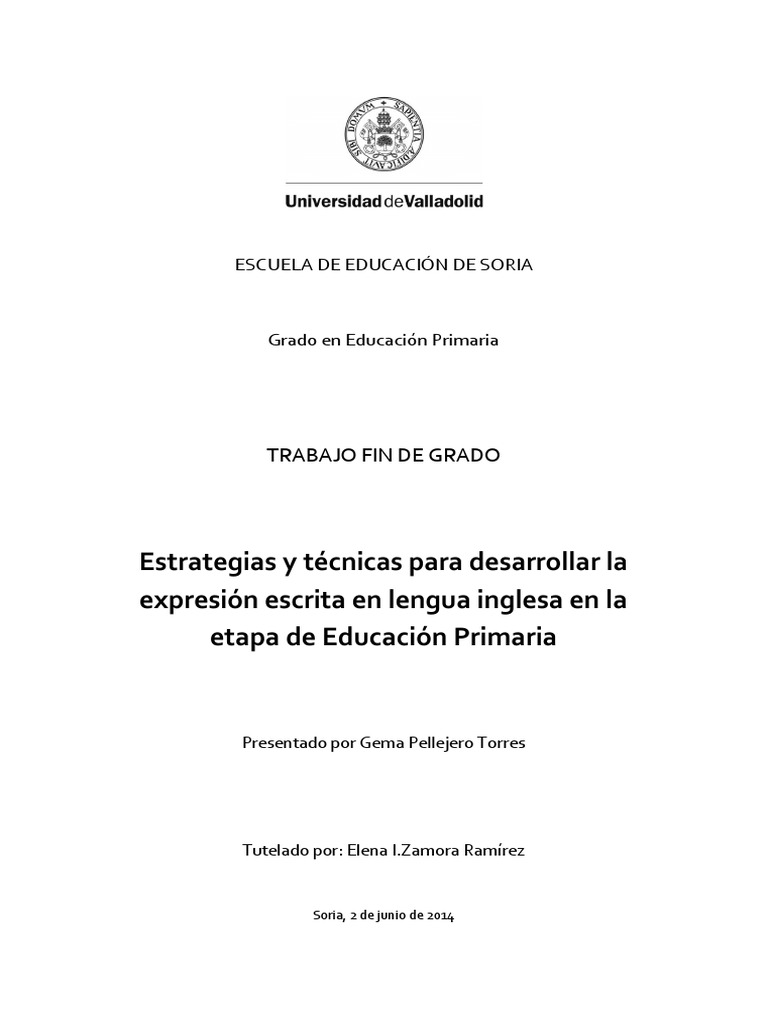 Estrategias para Escritura en Inglés Primaria | PDF | Educación ...
