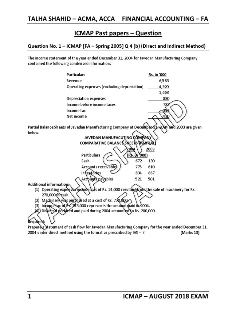Cash Flow Statement - Question | PDF | Financial Accounting | Balance Sheet