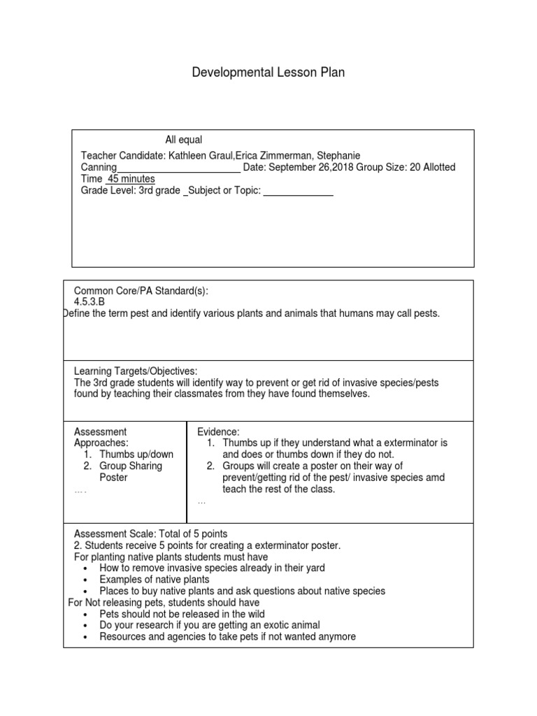 205 lesson plan 5 | Pest Control | Invasive Species