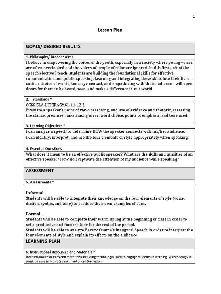 Portfolio Lesson Plan | PDF | Public Speaking | Teachers