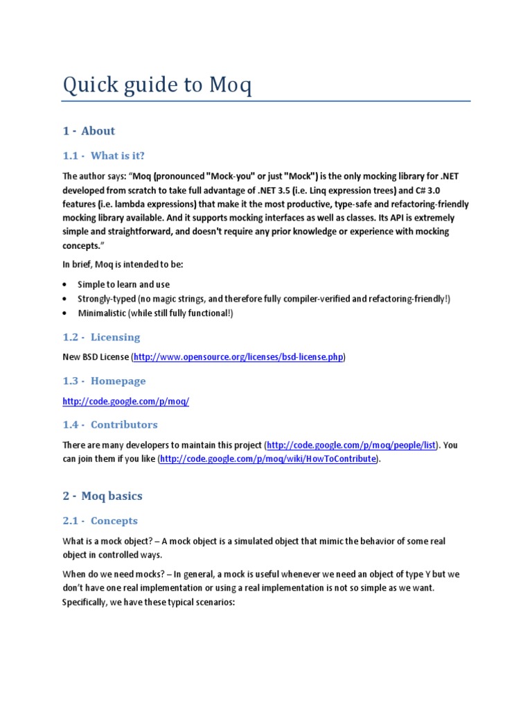 Quick Guide To Moq | PDF | Class (Computer Programming) | Method ...