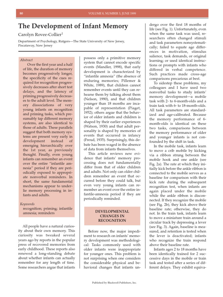 Rovee Collier1999 Memory | PDF | Priming (Psychology) | Memory