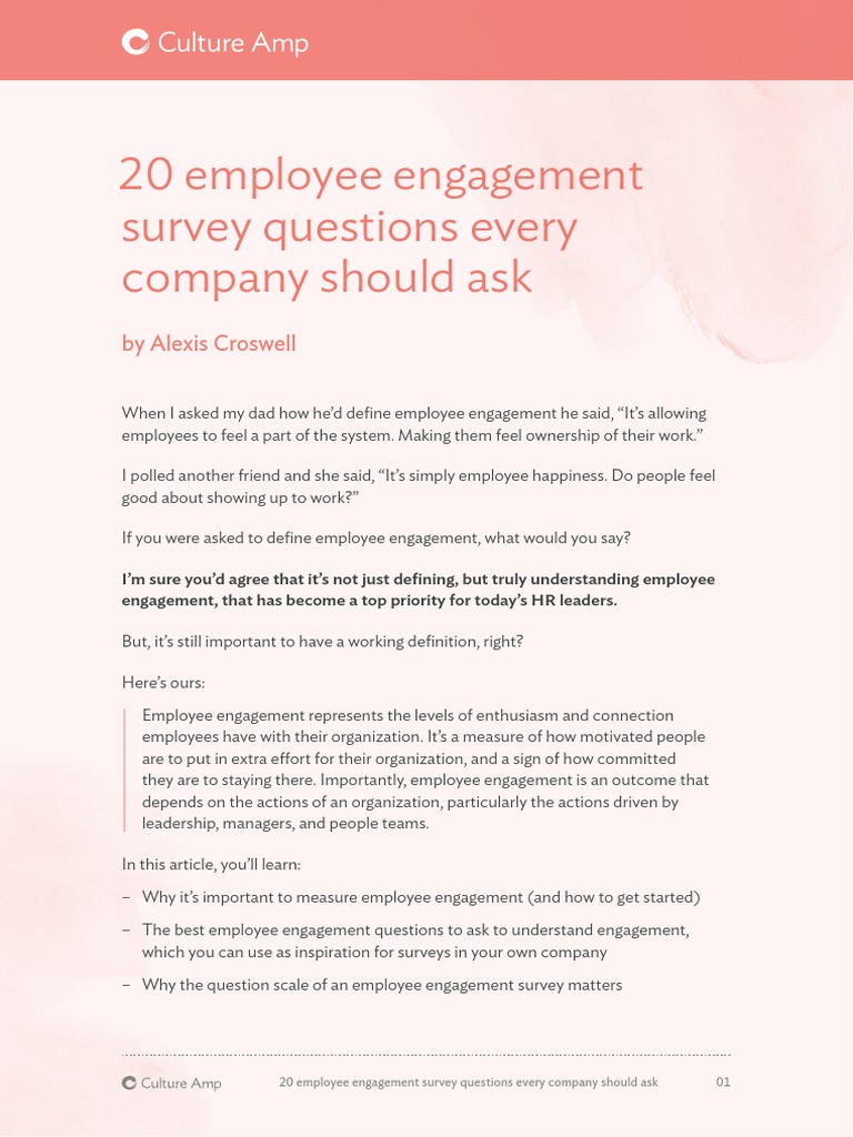 Employee Engagement Survey Questions | Employee Retention | Likert ...