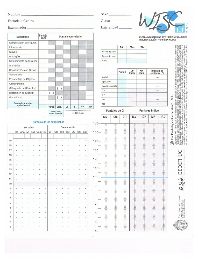 Protocolo Respuestas WISC III PDF | PDF