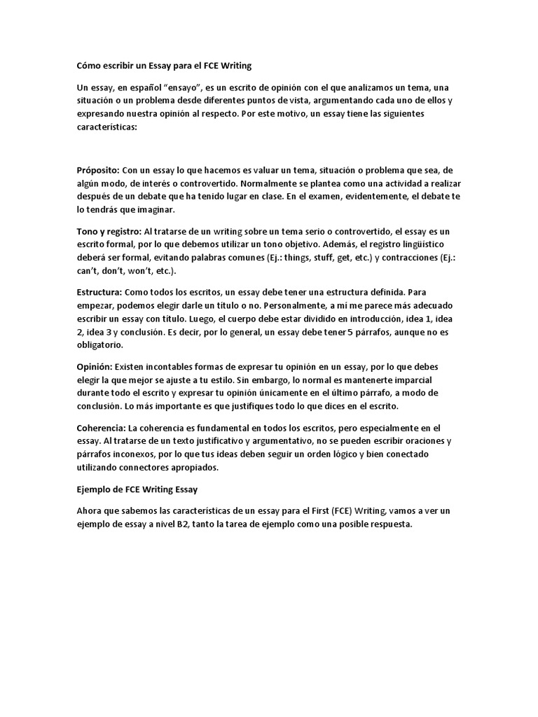 Cómo Escribir Un Essay para El FCE Writing | PDF | Ensayos