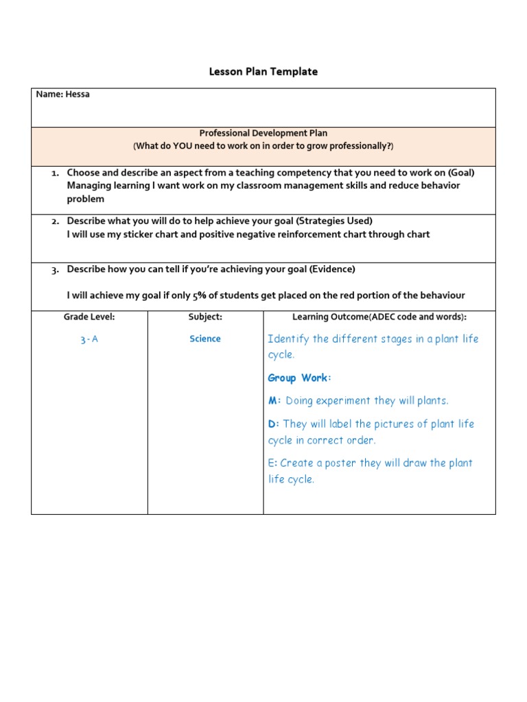 Lesson Plan Science Plant Life Cycle | Download Free PDF | Lesson Plan ...