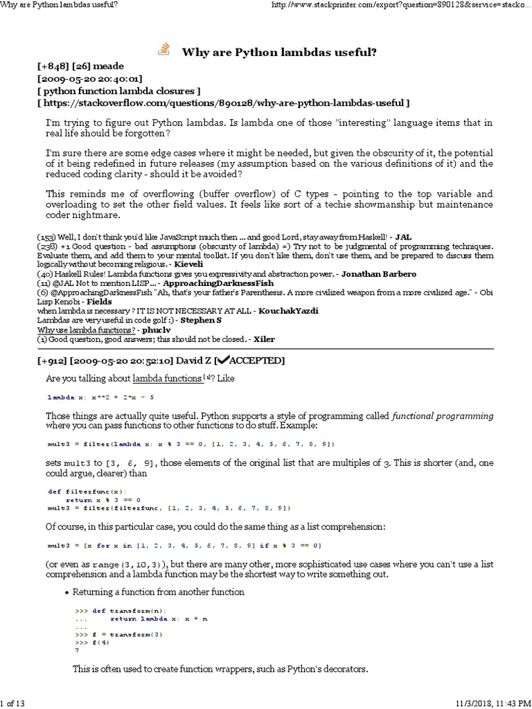 Why Are Python Lambdas Useful | PDF | Anonymous Function | Functional ... Why Are Python Lambdas Useful | PDF | Anonymous Function | Functional ...