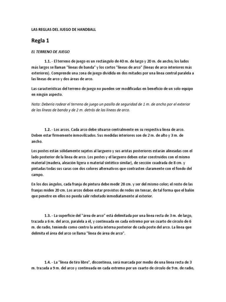 Las Reglas Del Juego de Handball | PDF | Árbitro | Variantes deportivas