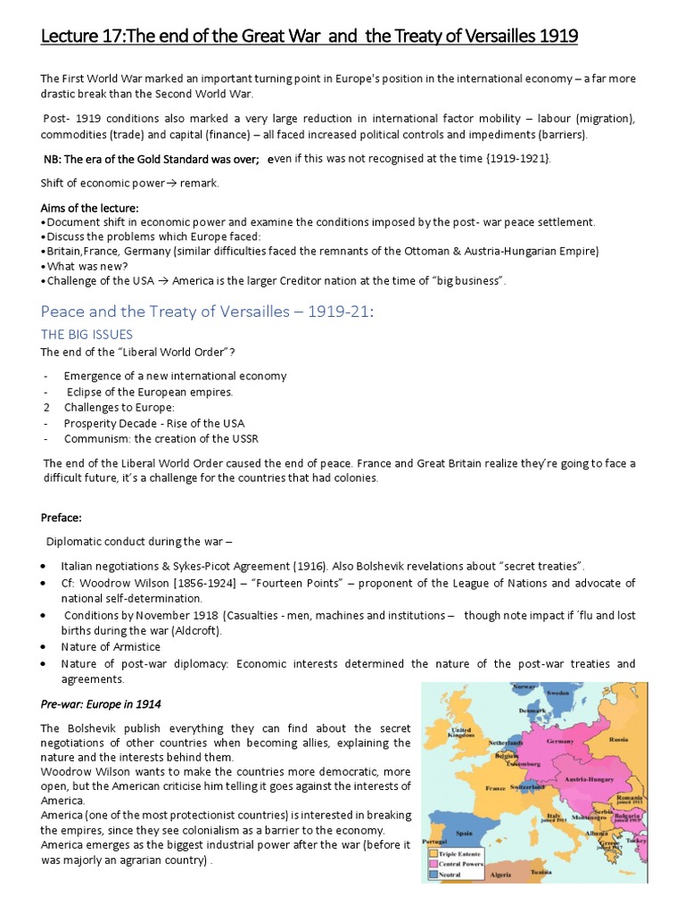 LECTURE 17 The End of The Great War | PDF | World War I Reparations ...