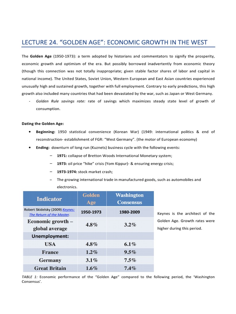 Lecture 24. "Golden Age": Economic Growth in The West | PDF | Full ...