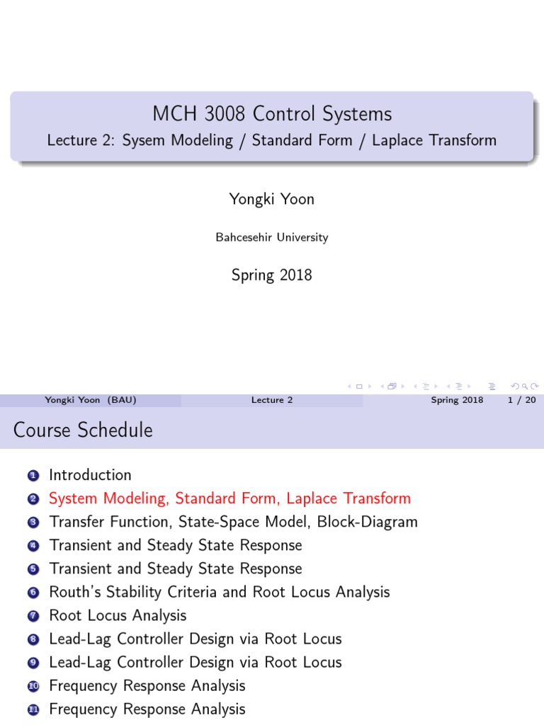 Lecture2 - System Modeling, Standard Form, Laplace Transform PDF | PDF ... Lecture2 - System Modeling, Standard Form, Laplace Transform PDF | PDF ...