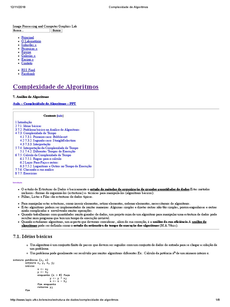 Complexidade de Algoritmos | PDF | Teoria da Complexidade Computacional | Algoritmos