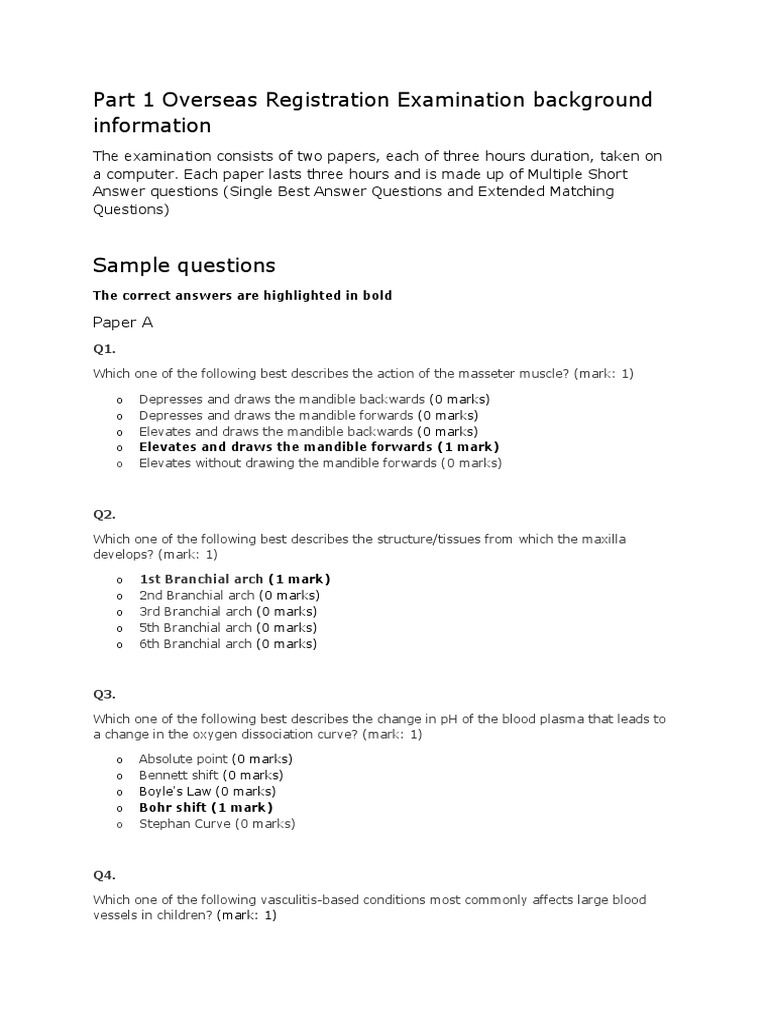 Part 1 ORE Sample Questions v2 | PDF | Dental Implant | Dentures