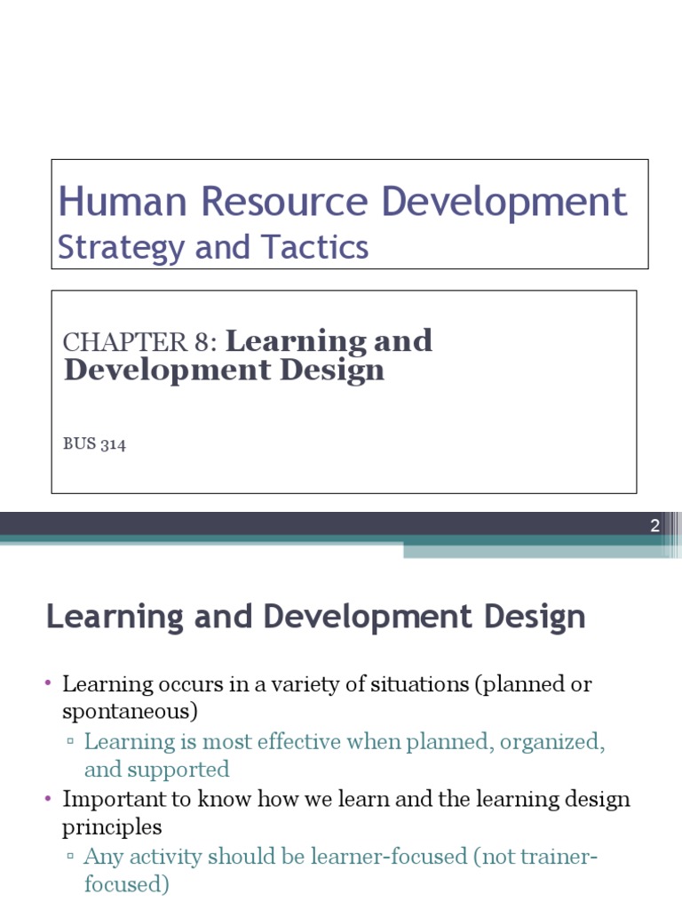Human Resource Development: Strategy and Tactics | PDF | Instructional ...