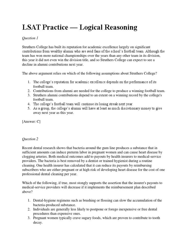 LSAT Practice | PDF | Dead Zone (Ecology) | Dante Gabriel Rossetti