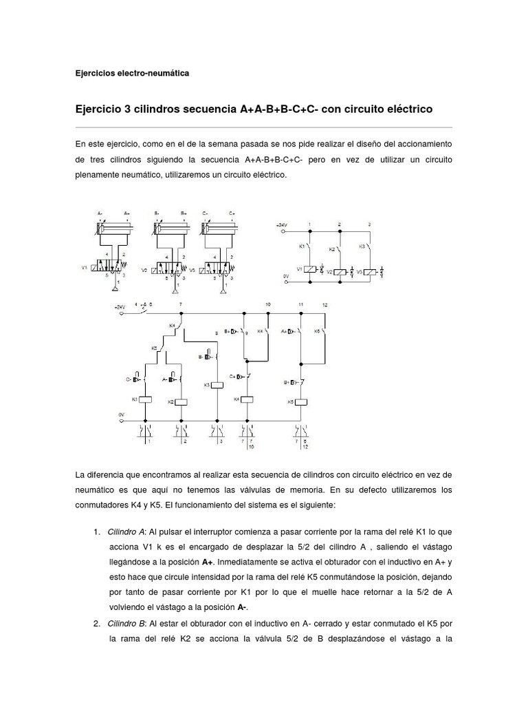 Ejercicios Electroneumática | PDF | Relé | Corriente eléctrica