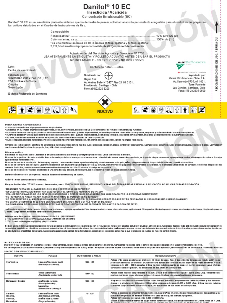 Danitol 10 EC 20180823 PDF | PDF | Agua | Alimentos