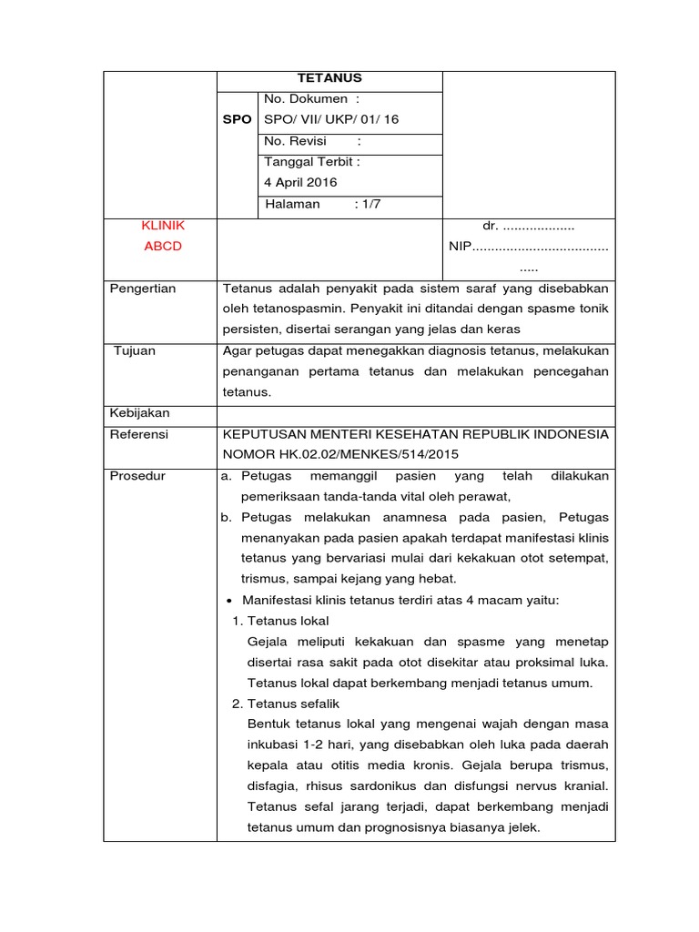 Derajat dan Penanganan Tetanus | PDF | Sains & Matematika