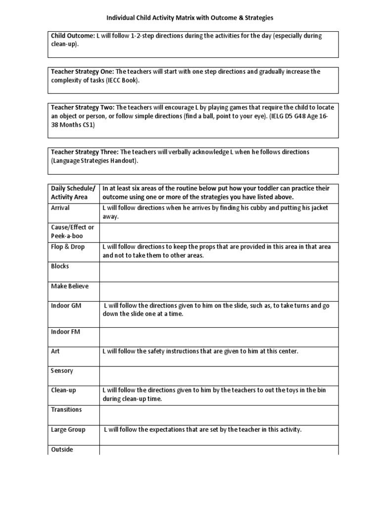 Individual Child Matrix Template 1 Luke | PDF