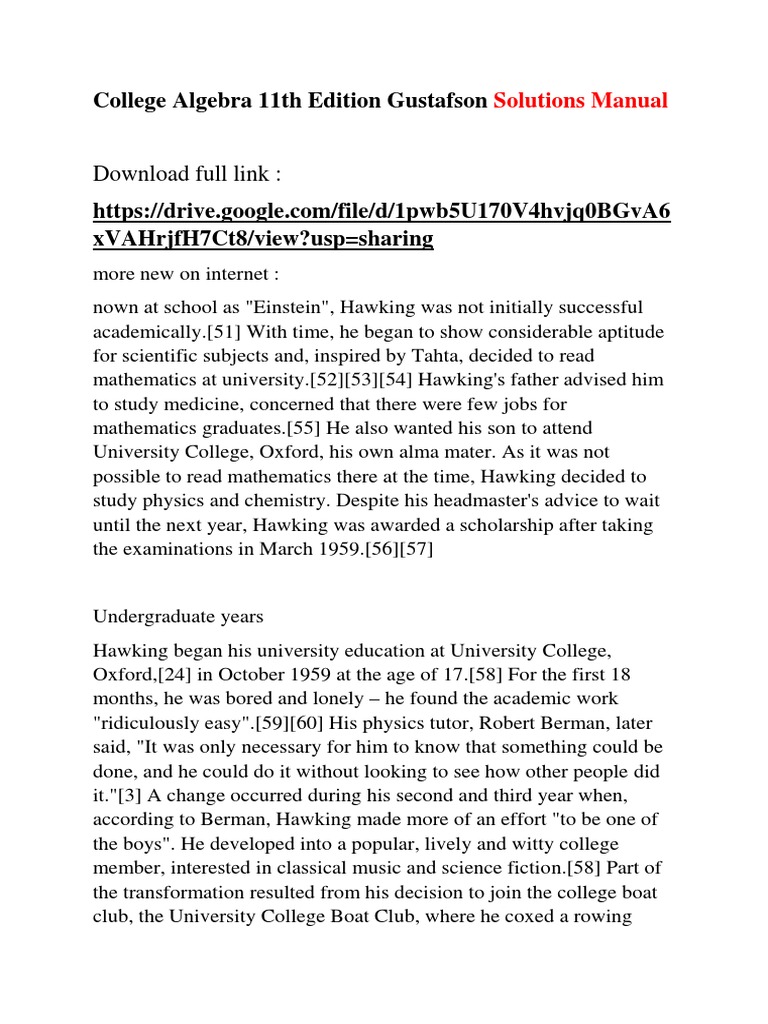 College Algebra 11th Edition Gustafson Solutions Manual | PDF | Stephen ...