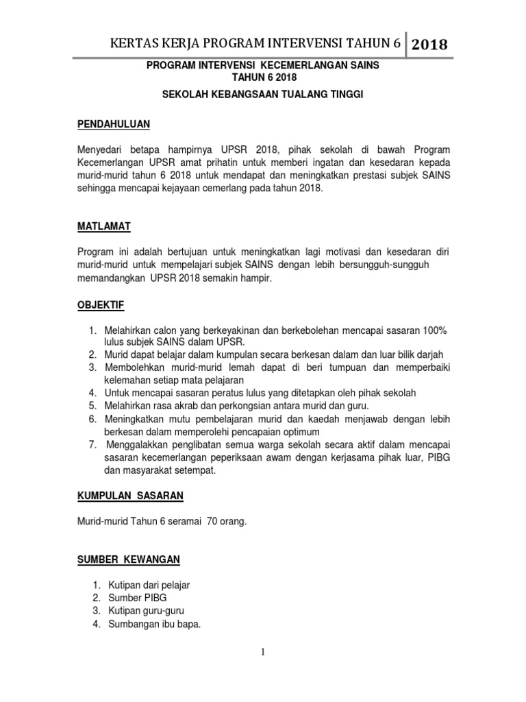 Program Intervensi Kecemerlangan Sains THN 6 SKTT | PDF