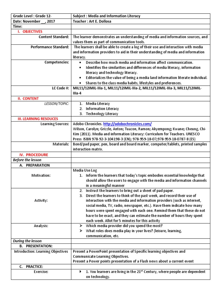 DLP 1 - Media Information L1teracy | PDF | Mass Media | Information ...
