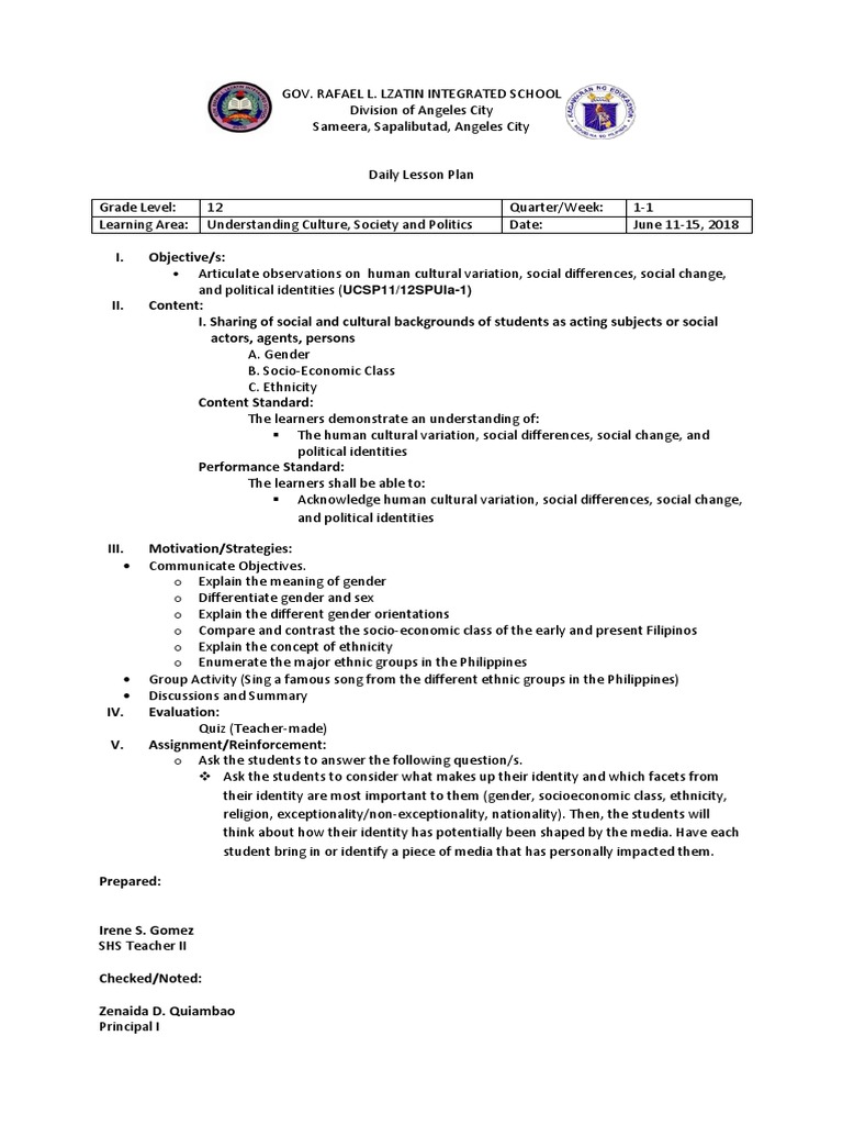 Ucsp DLL W1 | PDF | Gender | Gender Studies