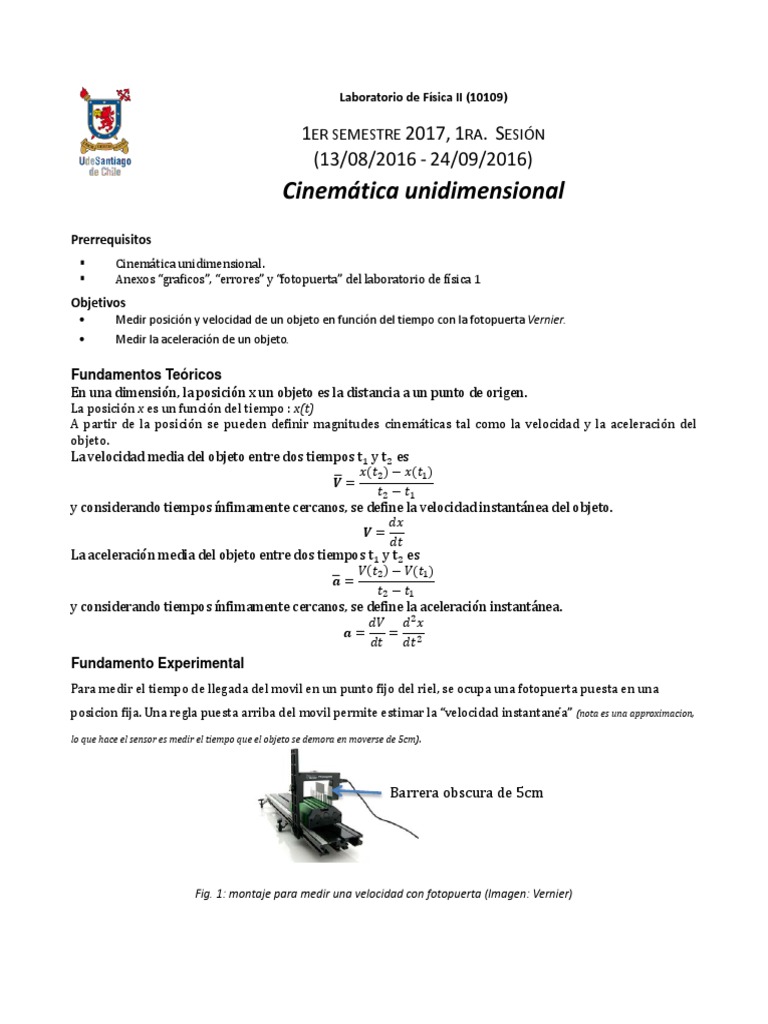 Lab 1 - Cinematica Unidimensional | PDF | Velocidad | Cinemática