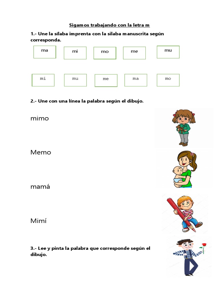 Guía de Aprendizaje Letra M | PDF