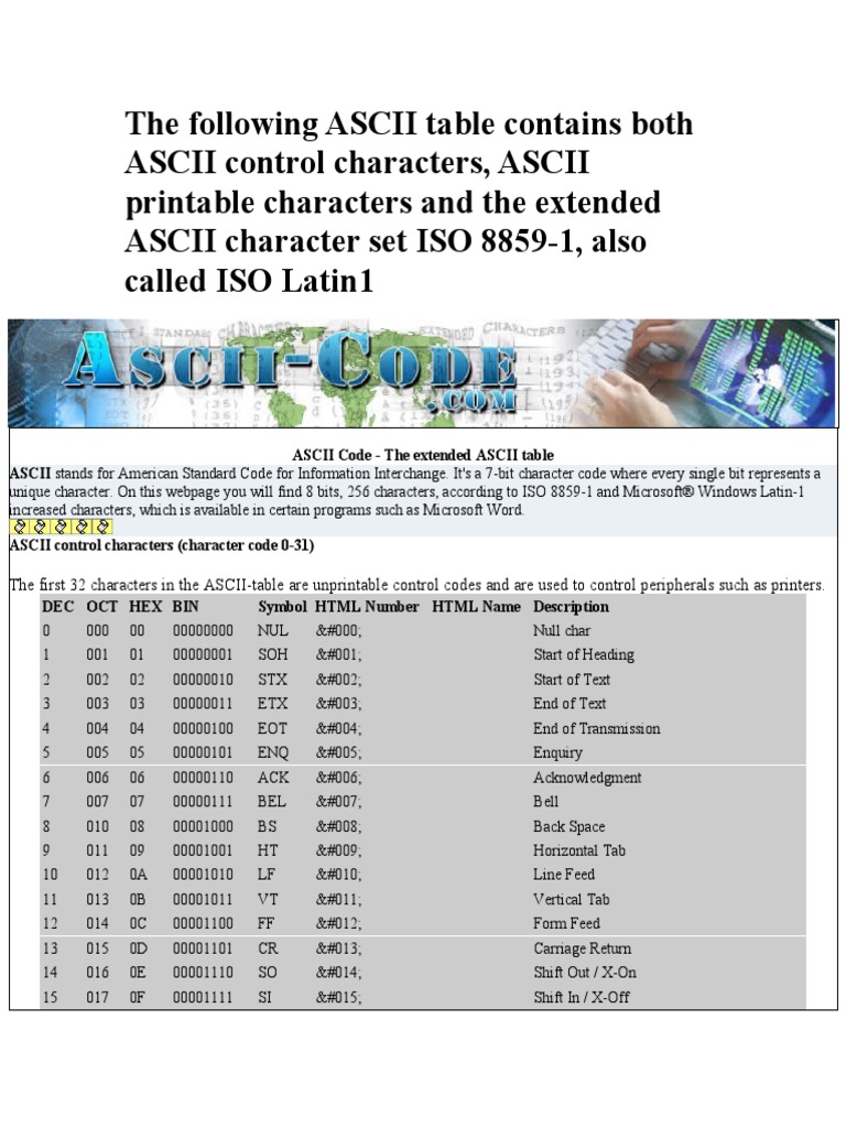 Ascii Code | PDF | Ascii | Linguistics