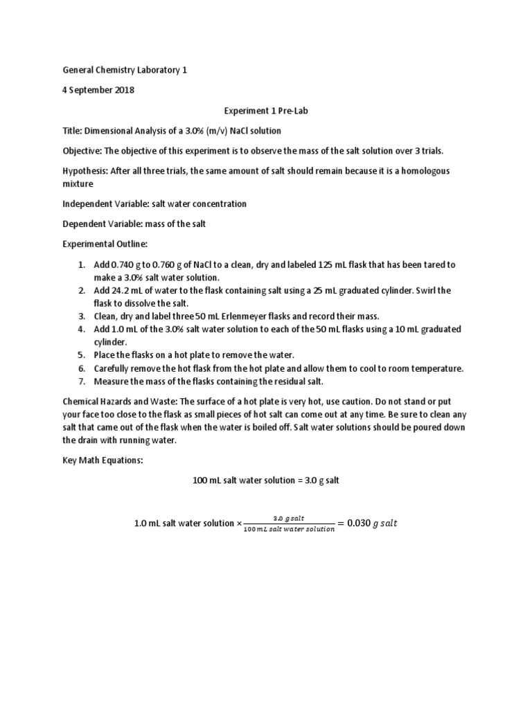 Experiment 1 Pre-Lab | PDF