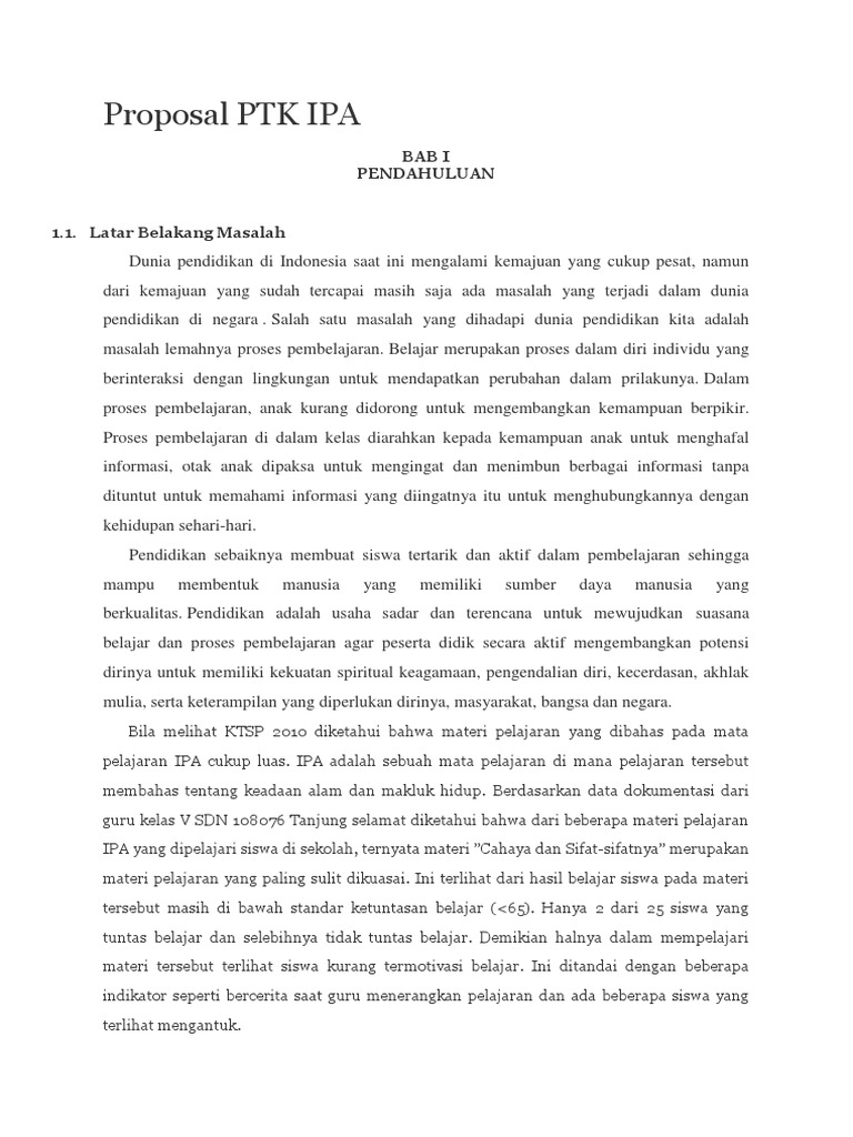 Contoh Proposal PTK Ipa | PDF