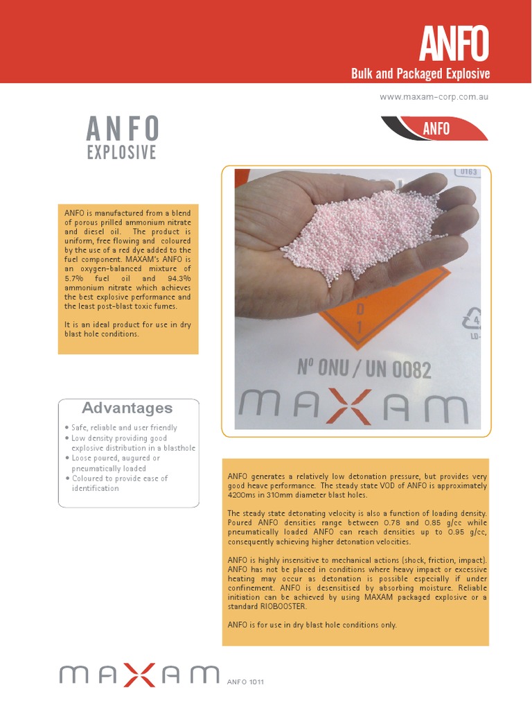 Rioflex Anfo GS MX PDF | PDF | Explosive Material | Chemistry
