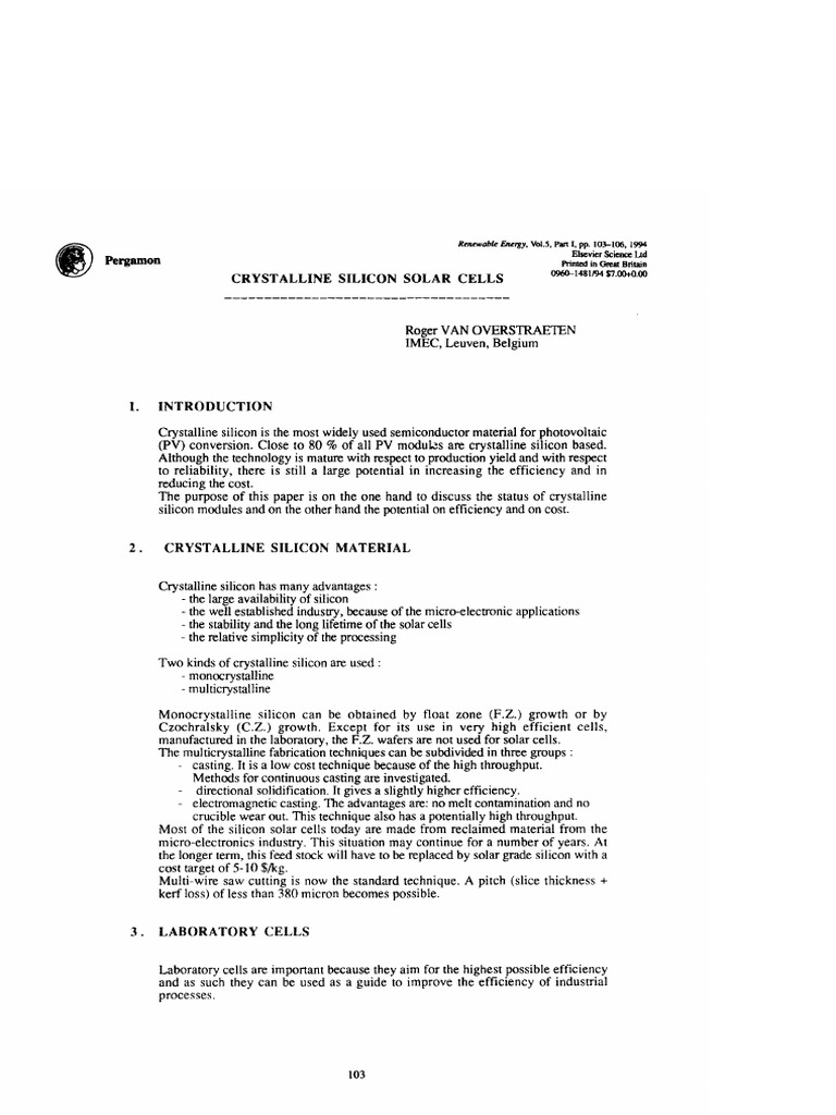 Pergamon: Elsevier Science | PDF | Solar Cell | Photovoltaics