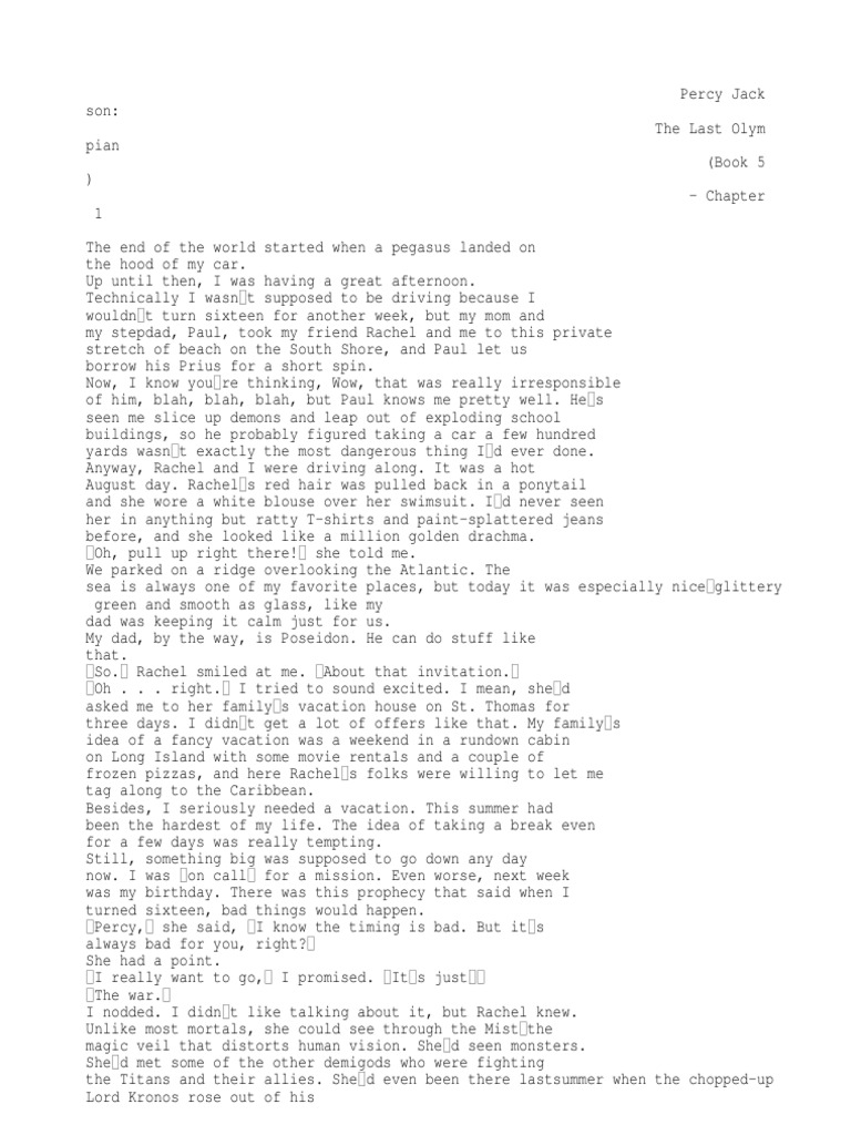 Percy Jackson The Last Olympian (Book 5) Chapter 1 | PDF | Nature