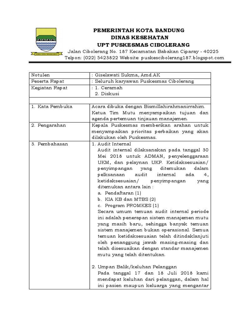 Notulen RTM | PDF | Bisnis
