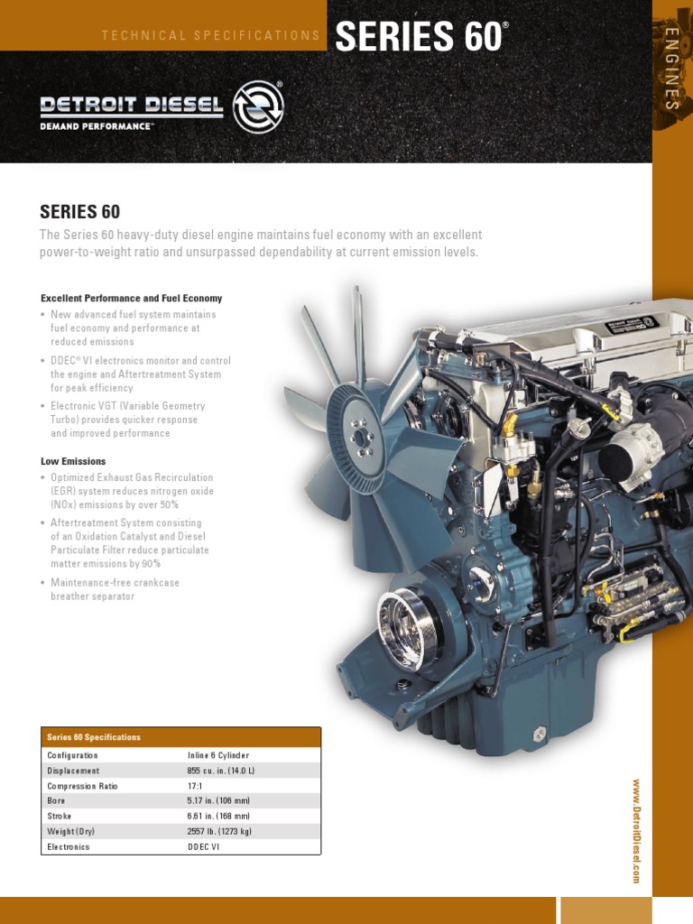Detroit S60 Specs | Diesel Engine | Transportation Engineering