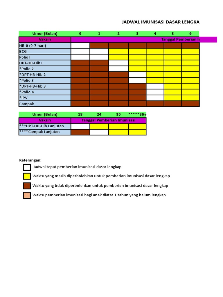 Jadwal Imunisasi Dasar Lengkap Pdf