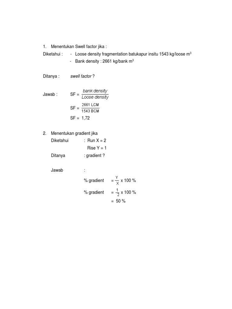 Swell Factor ?: Bank Density Loose Density | PDF