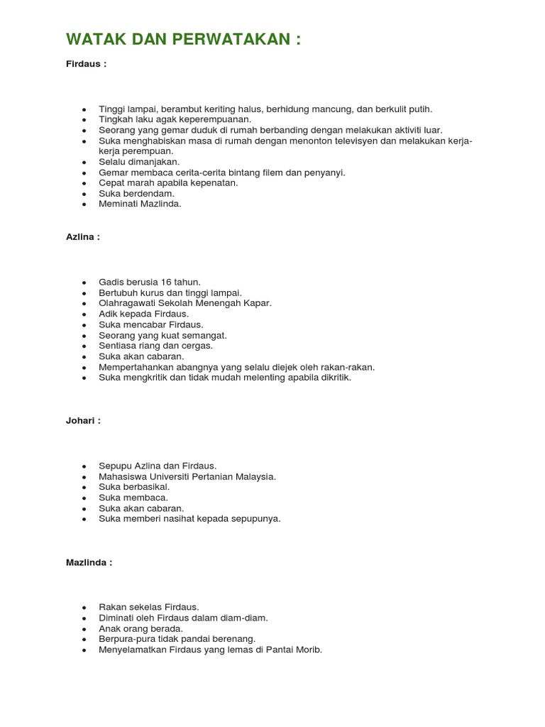 Watak Dan Perwatakan | PDF