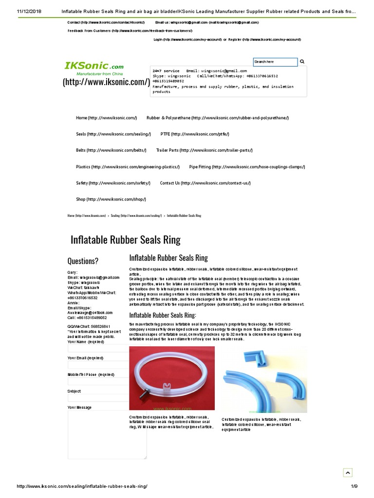 Inflatable Rubber Seals Ring | PDF | Silicone | Polyurethane